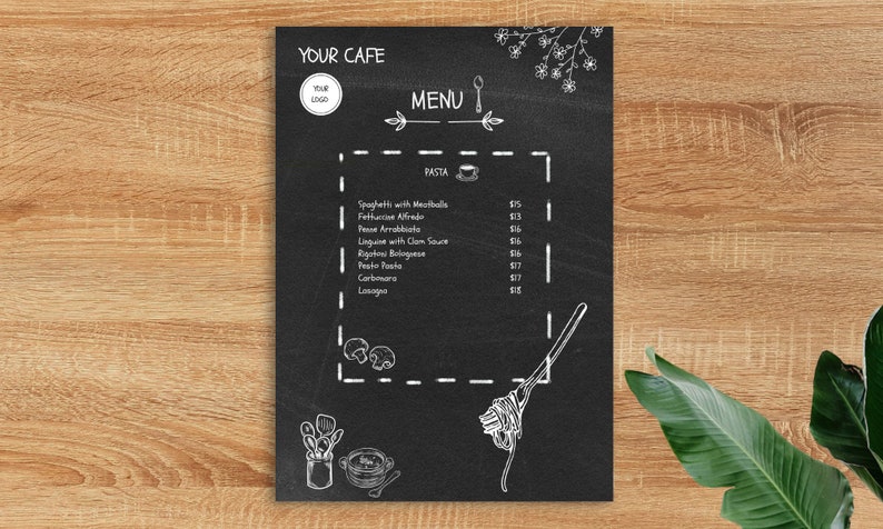 Chalkboard Style Cafe, Restaurant Menu Editable Canva Template ...