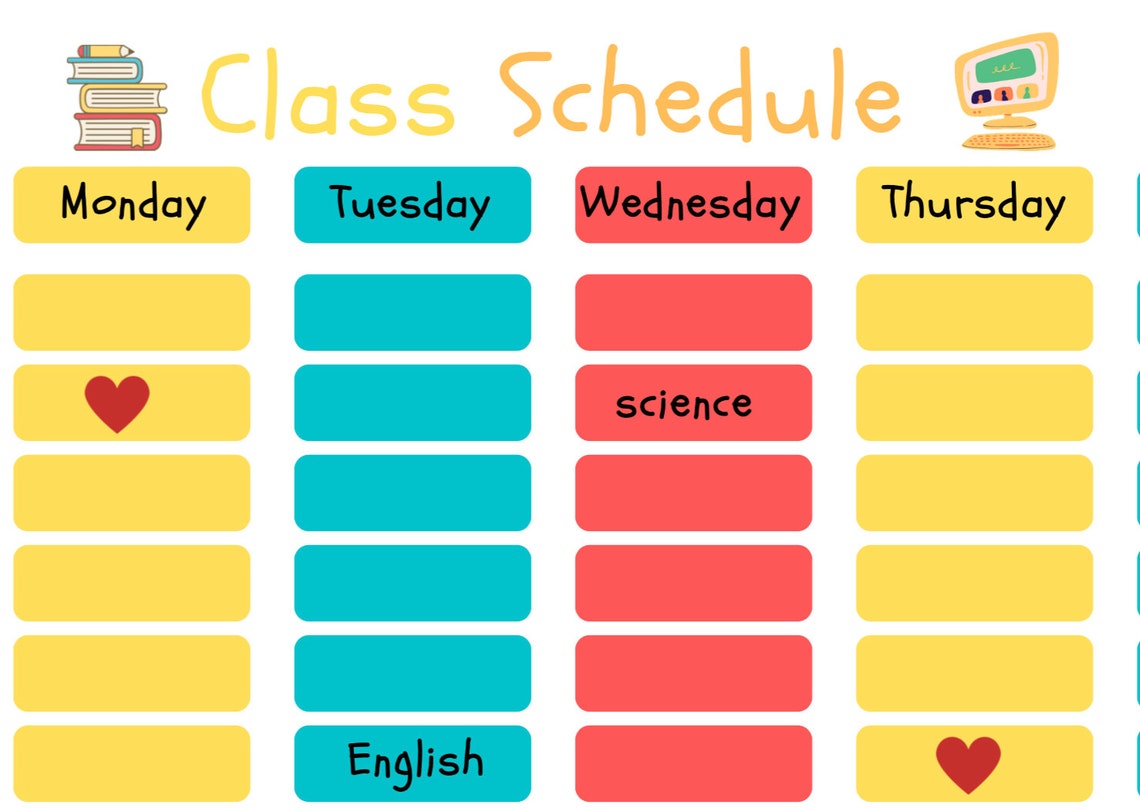 Canva Class Schedule Template - Etsy