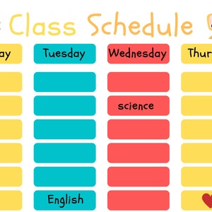 Canva Class Schedule Template - Etsy
