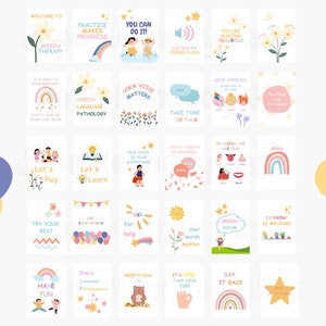 Speech Therapy Poster Bundle, 30 Speech Therapy Room Wall Decor, SLP ...