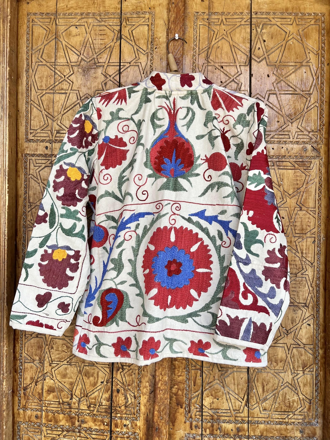 Uzbek Suzani Embroidered Coat Jacket, Suzani Long Caftan, Suzani Coat, Suzani Textile, Suzani ...