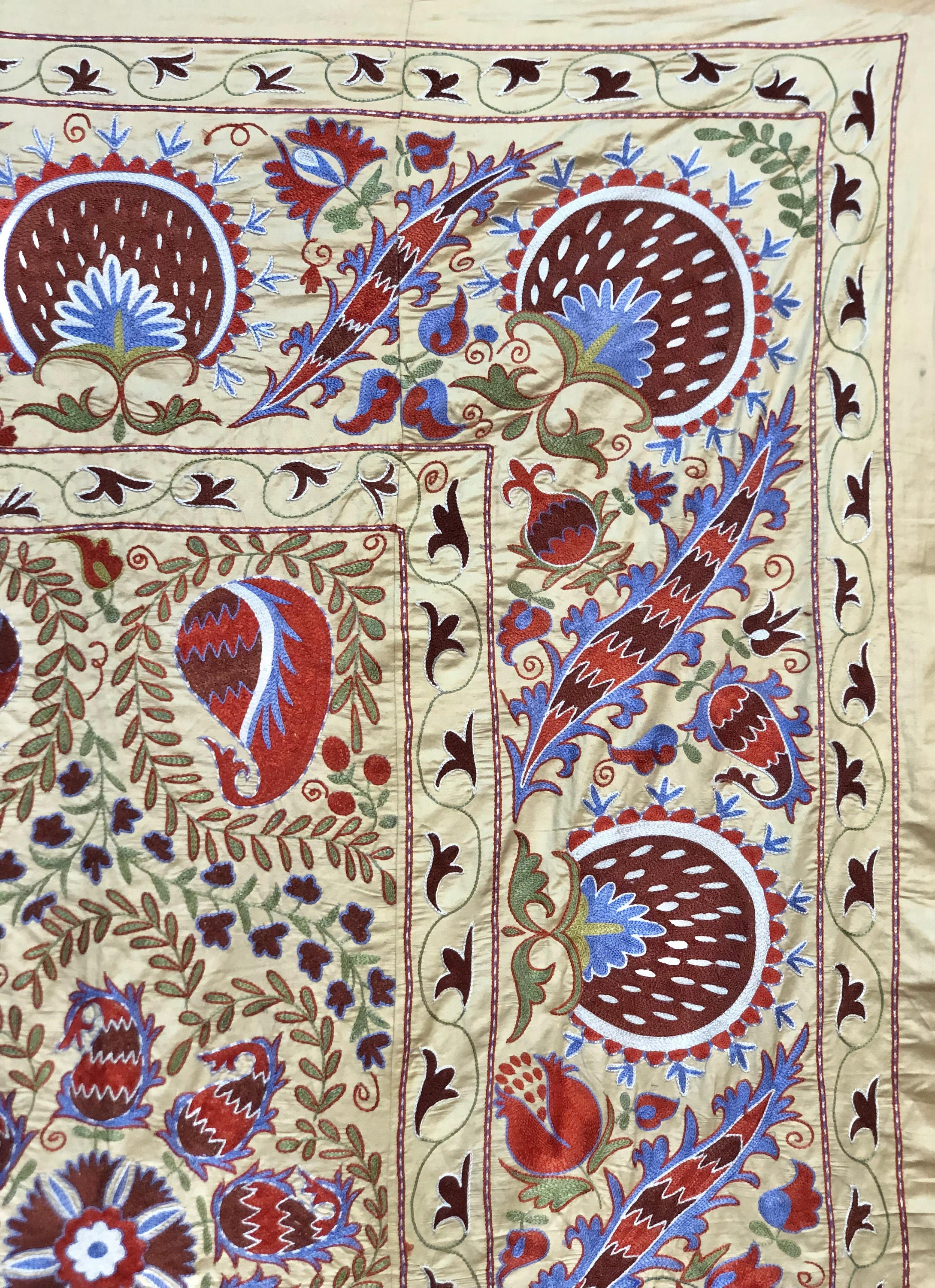 Silk Suzani Throw With Pomegranate Design Suzani Textile - Etsy