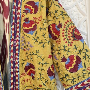 Uzbek Suzani Embroidered Coat, Suzani Long Caftan, Suzani Coat, Suzani Textile, Suzani Fabrique ...