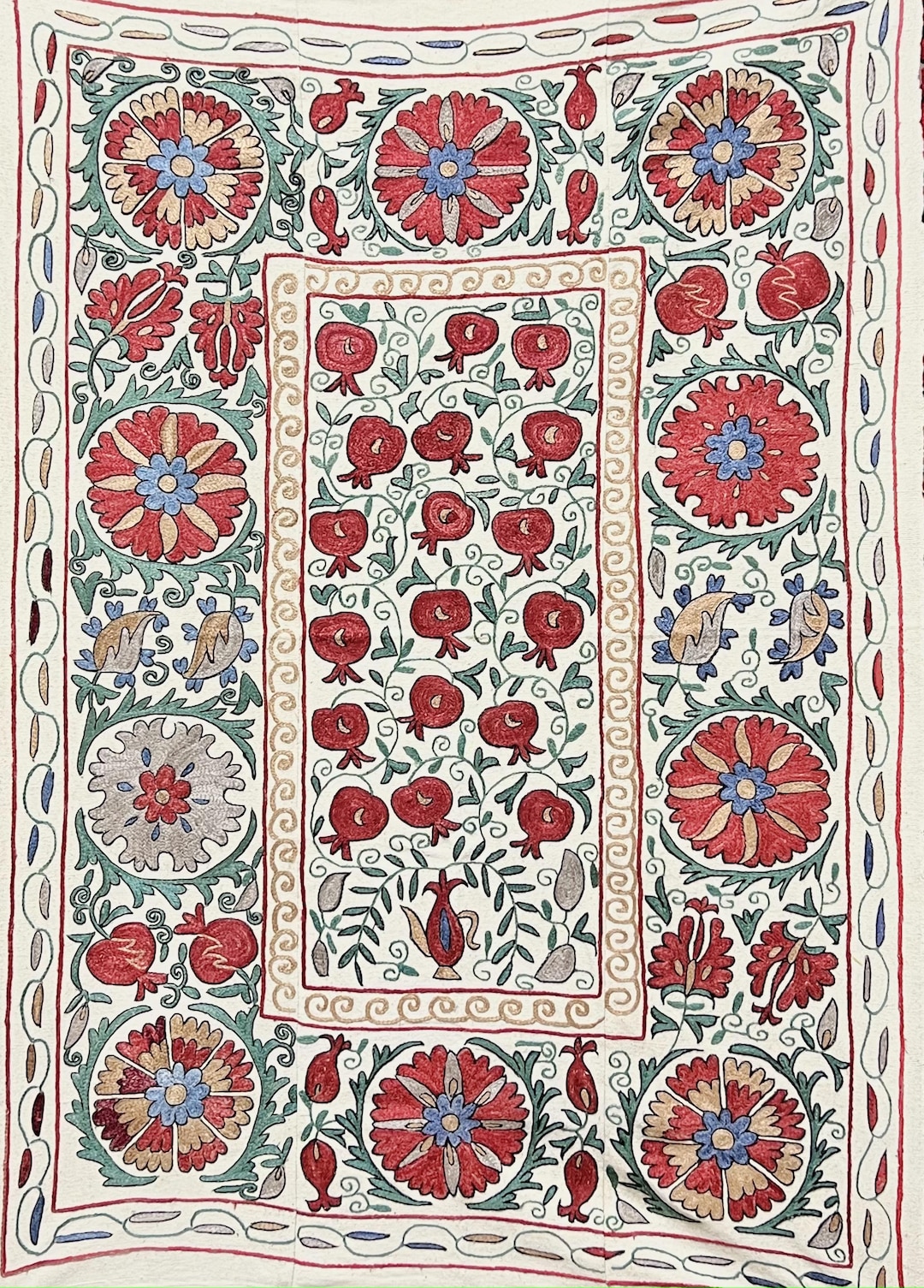 Uzbek Classic Suzani Throw, Suzani Textile, Red Suzani, Classic Suzani ...