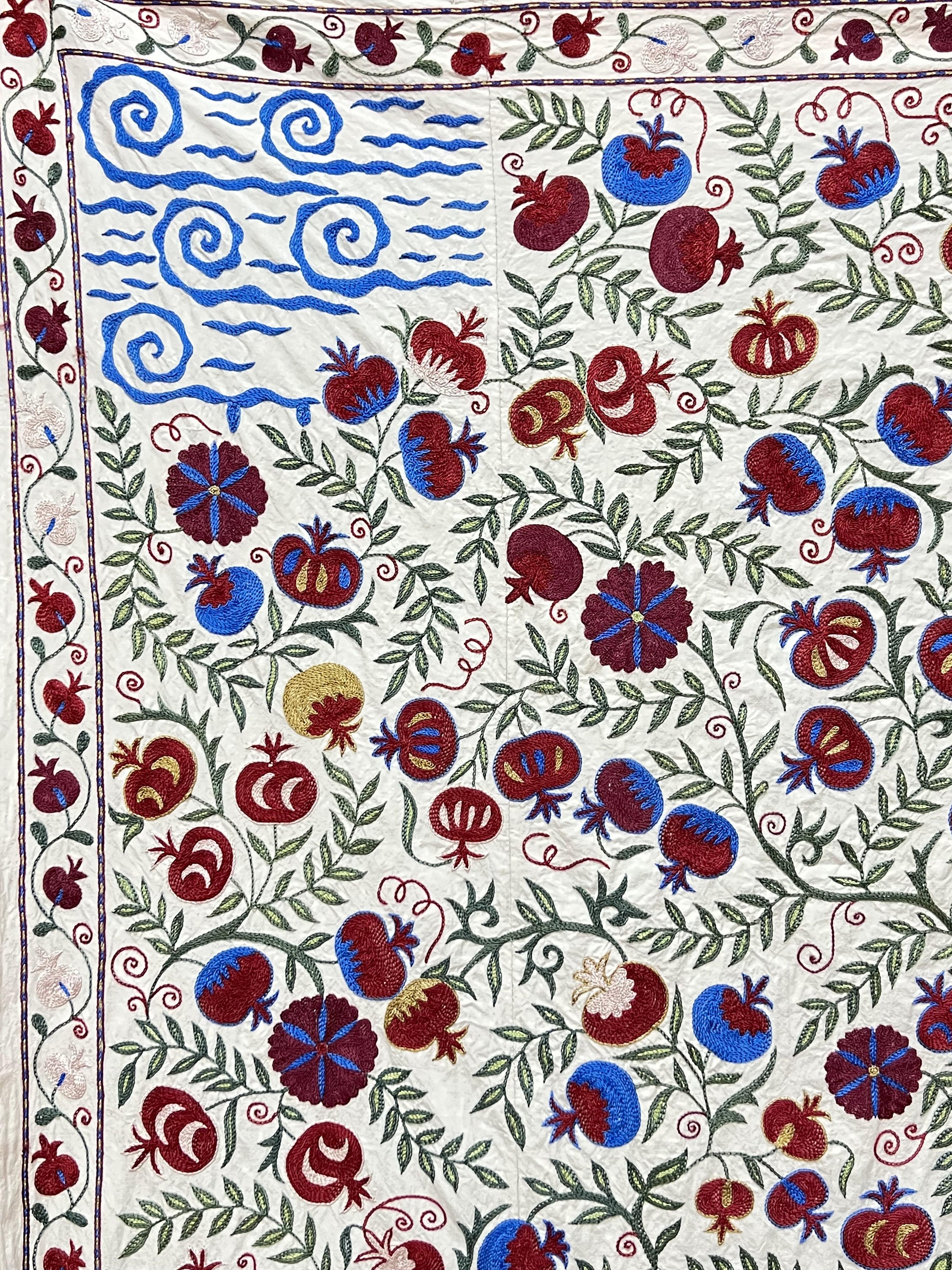 Uzbek Suzani Throw With Tree of Life Design, Suzani Textile, Tablecloth ...