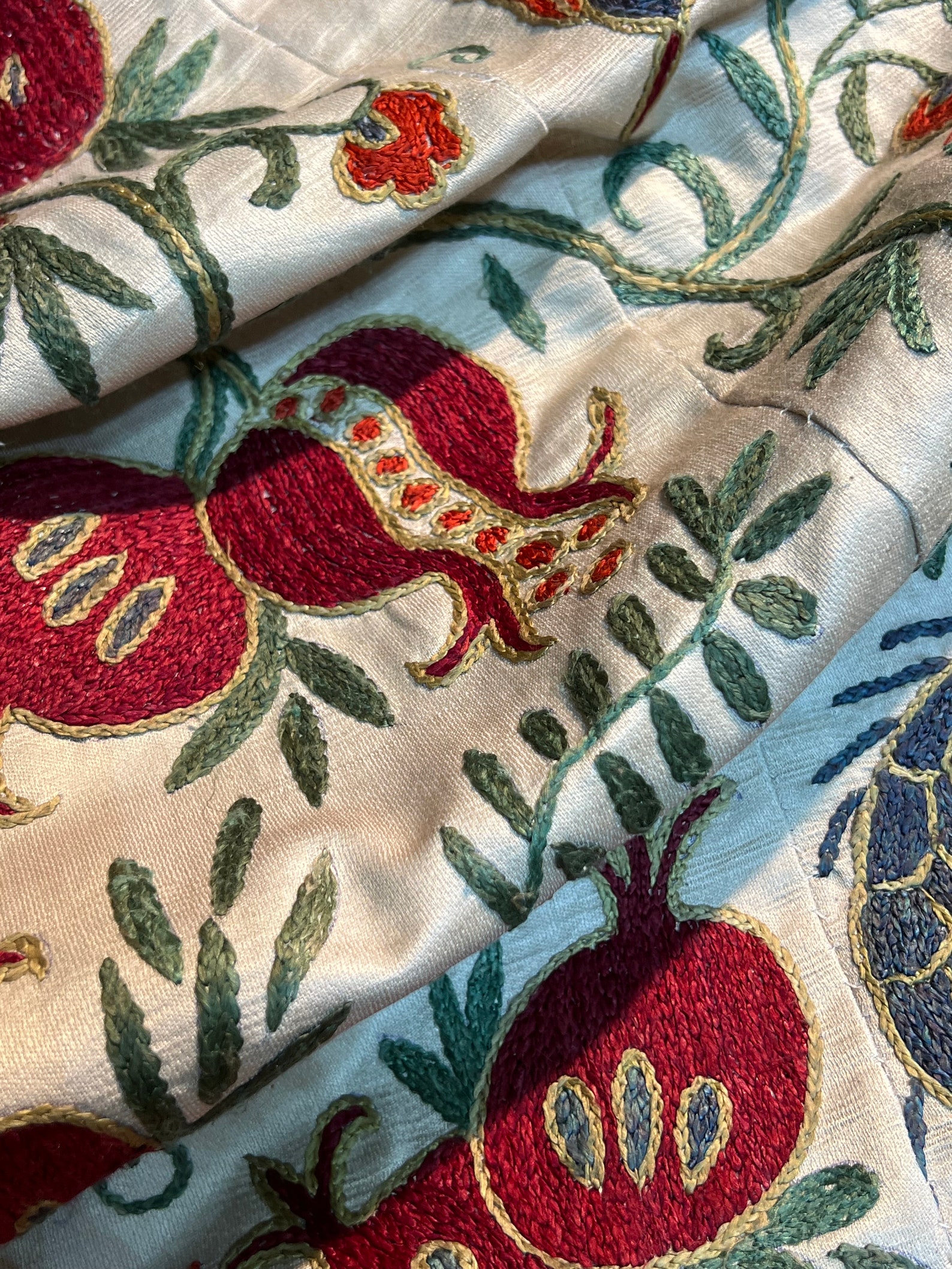 Silk Suzani Throw With Pomegranate Tree of Life Design, Suzani Textile, Tablecloth, Bedcover ...