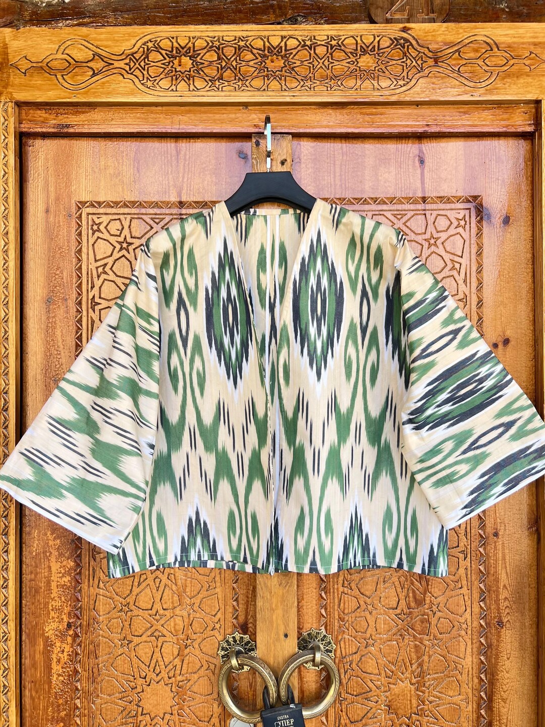 Uzbek Ikat Jacket, Handwoven Ikat Coat, Cotton/silk Ikat Short Coat ...