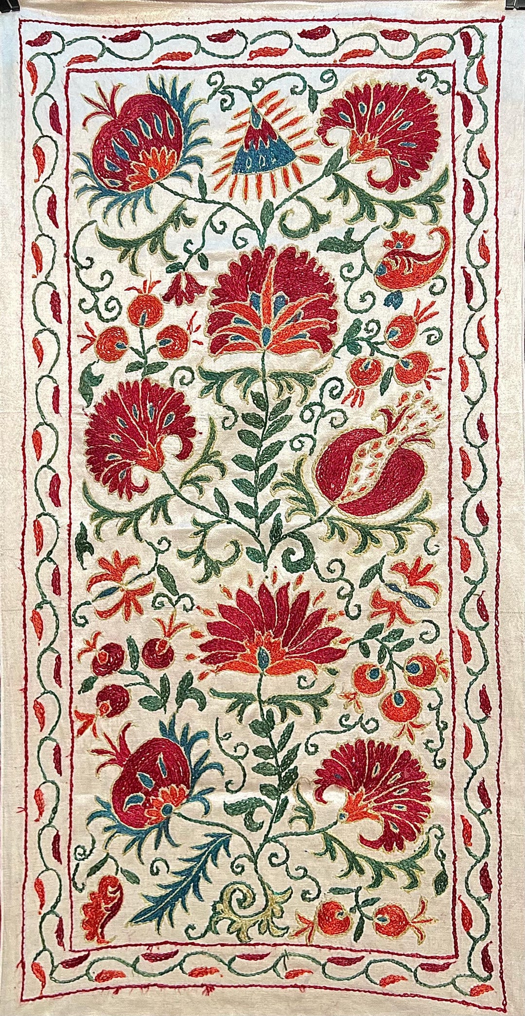 Suzani Throw With Pomegranates & Sunflower Pattern,suzani Textile,wall ...