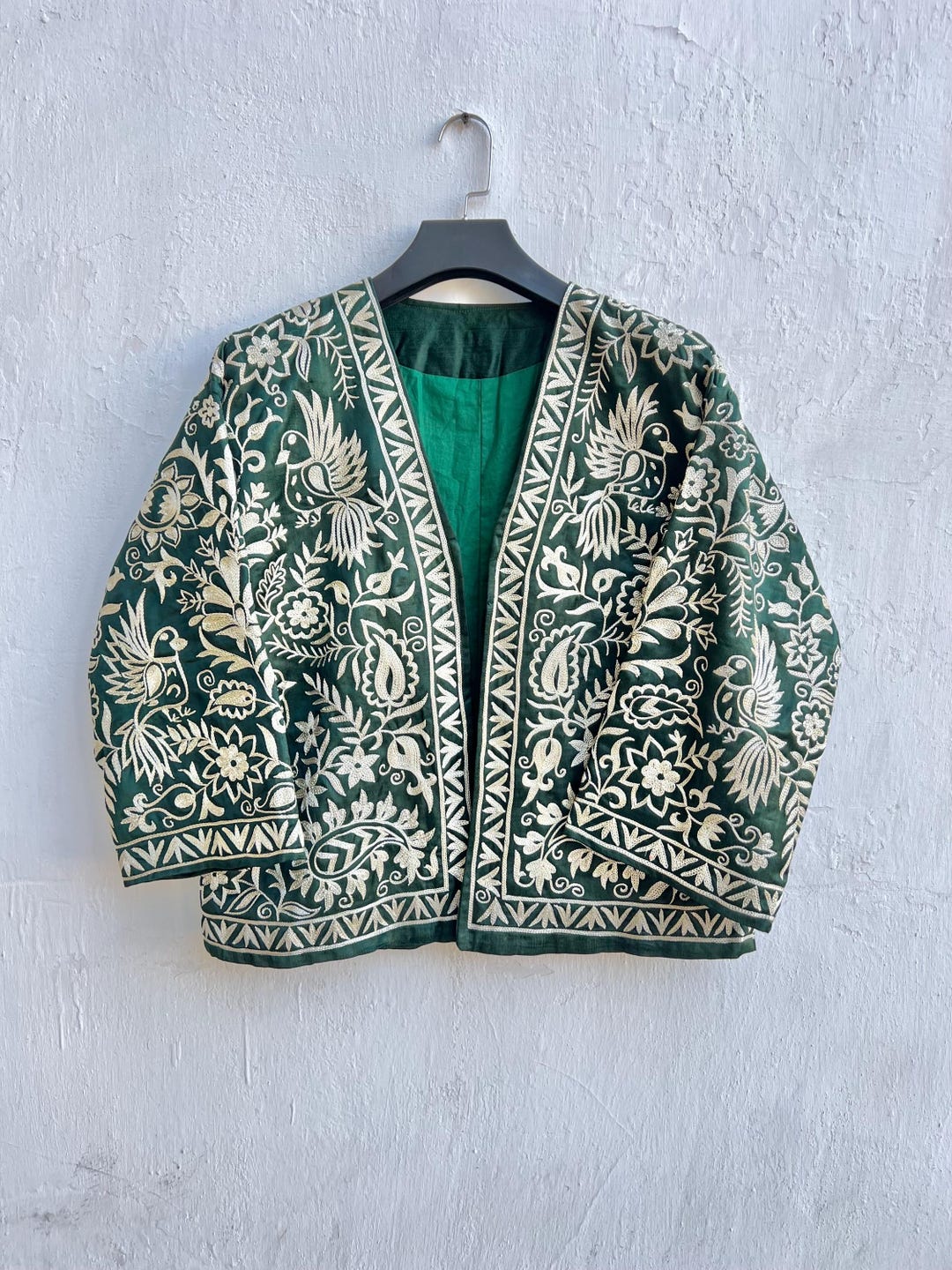 Uzbek Suzani Embroidered Jacket With Birds, Suzani Long Caftan,suzani Coat,suzani Textile ...