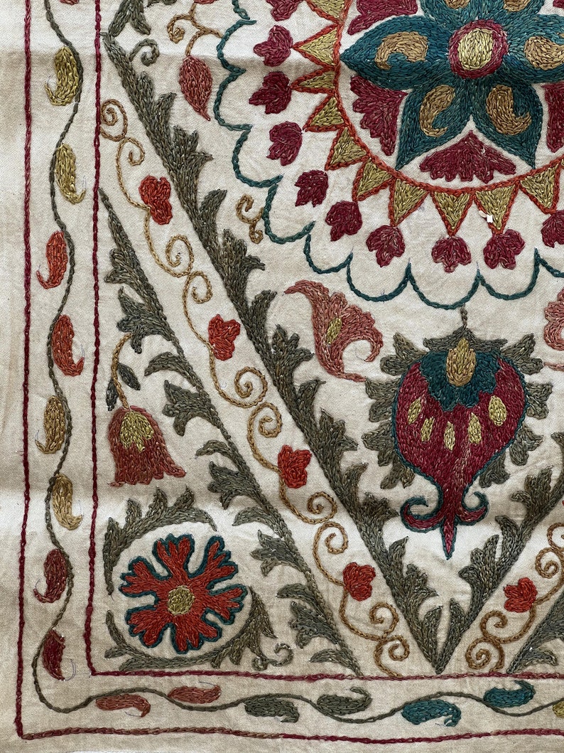 Classic Uzbek Suzani Throw With Pomegranate Design, Suzani Textile ...