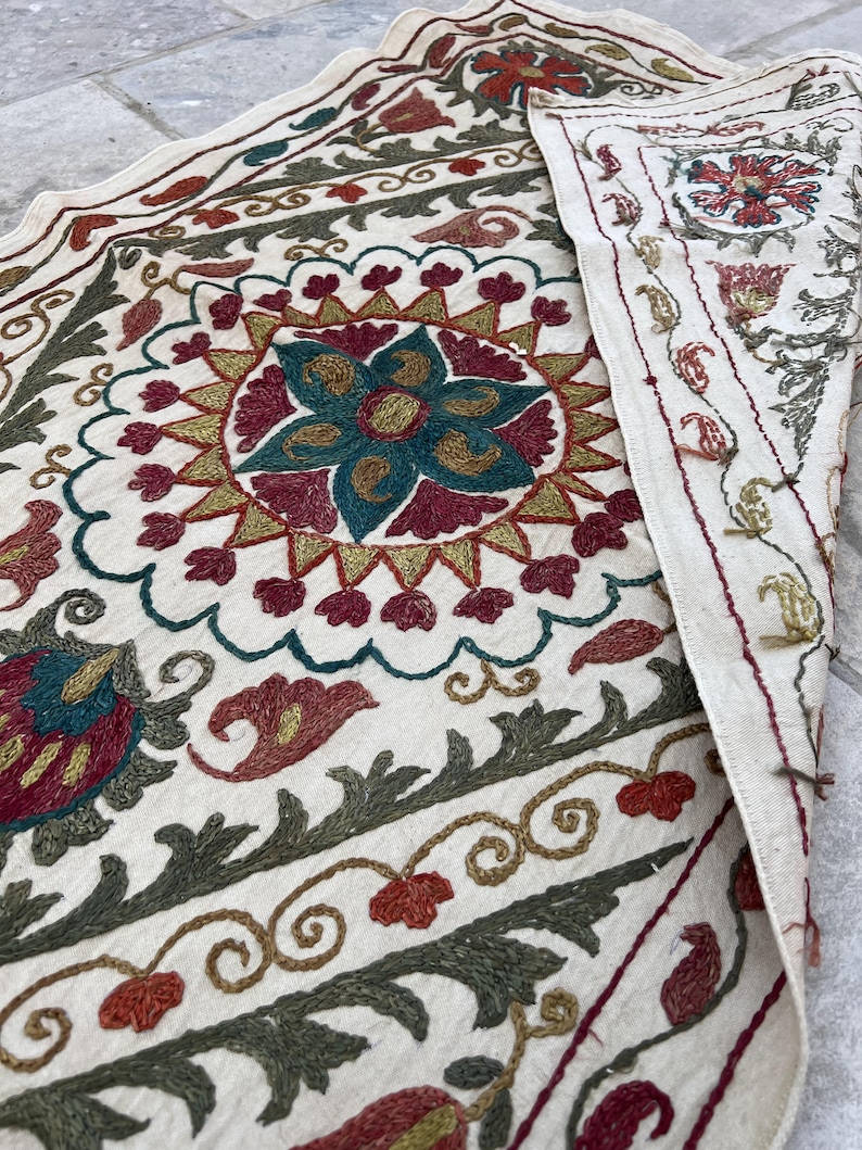 Classic Uzbek Suzani Throw With Pomegranate Design, Suzani Textile ...