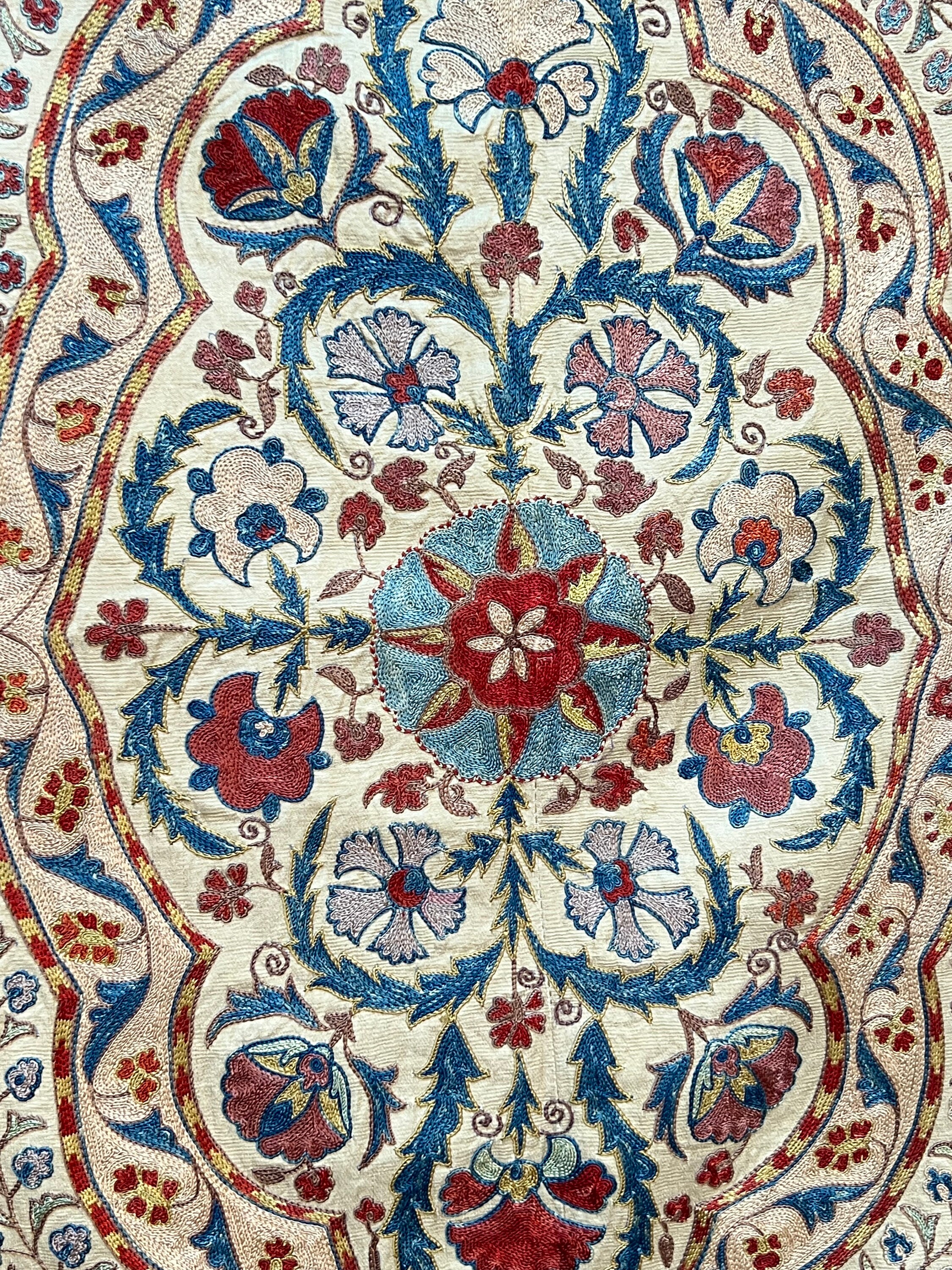 Silk Suzani Throw With Medallion Design, Suzani Textile, Suzani ...