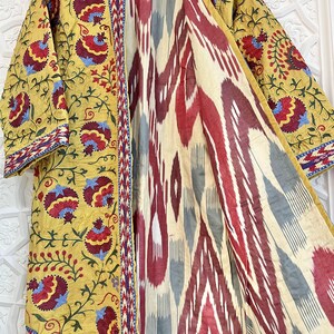 Uzbek Suzani Embroidered Coat, Suzani Long Caftan, Suzani Coat, Suzani Textile, Suzani Fabrique ...