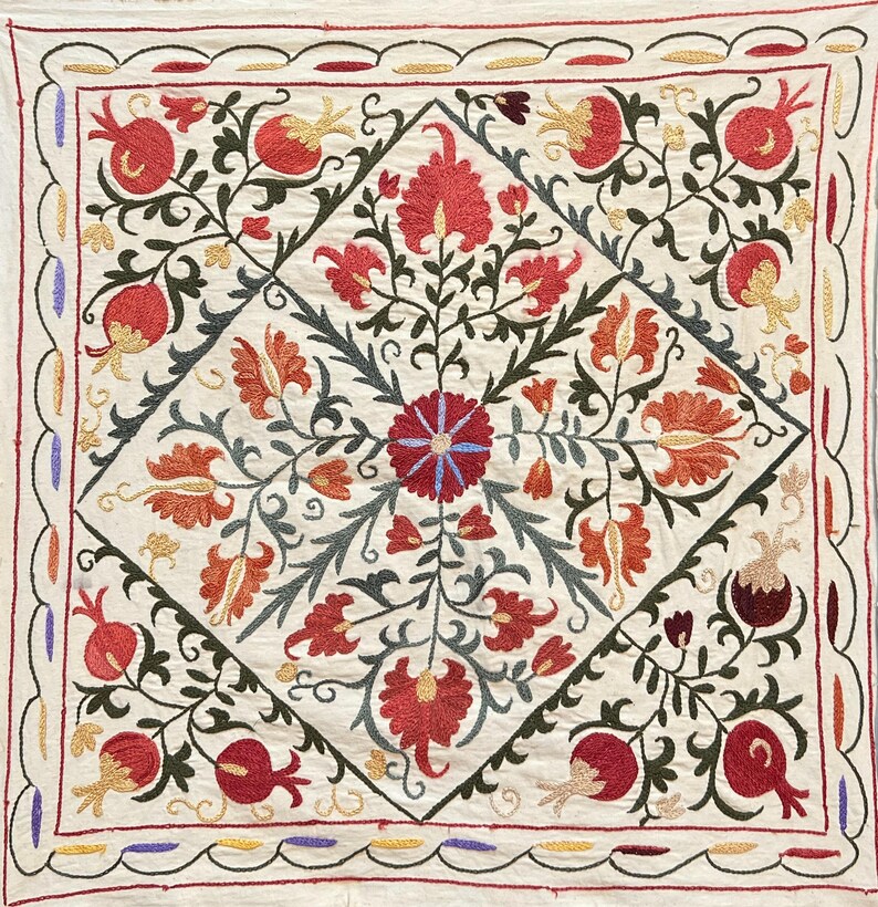 Classic Suzani Throw With Pomegranate Design Suzani Textile - Etsy