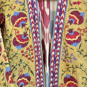 Uzbek Suzani Embroidered Coat, Suzani Long Caftan, Suzani Coat, Suzani Textile, Suzani Fabrique ...
