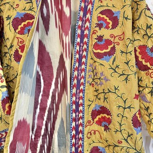 Uzbek Suzani Embroidered Coat, Suzani Long Caftan, Suzani Coat, Suzani Textile, Suzani Fabrique ...