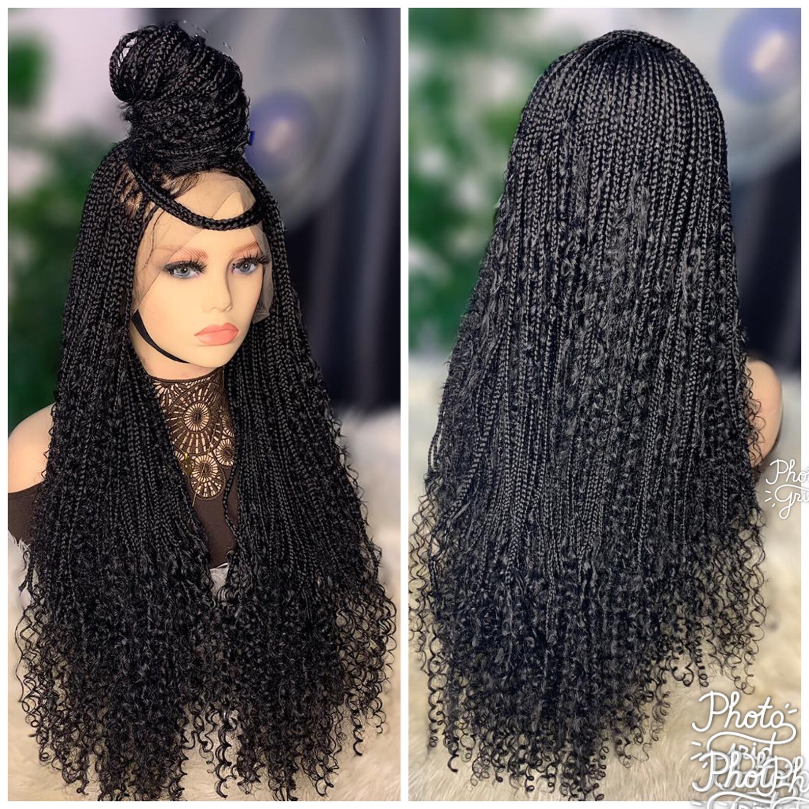 Knotless Boho Braided Wig Boho Braided Wigs Knotless Box Etsy