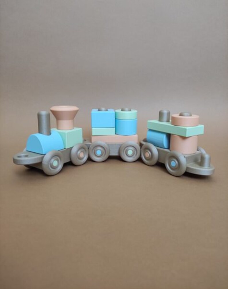 Wooden Stacking Train 3D Printed PLA Plastic Baby Kid Toy Gift Railway ...