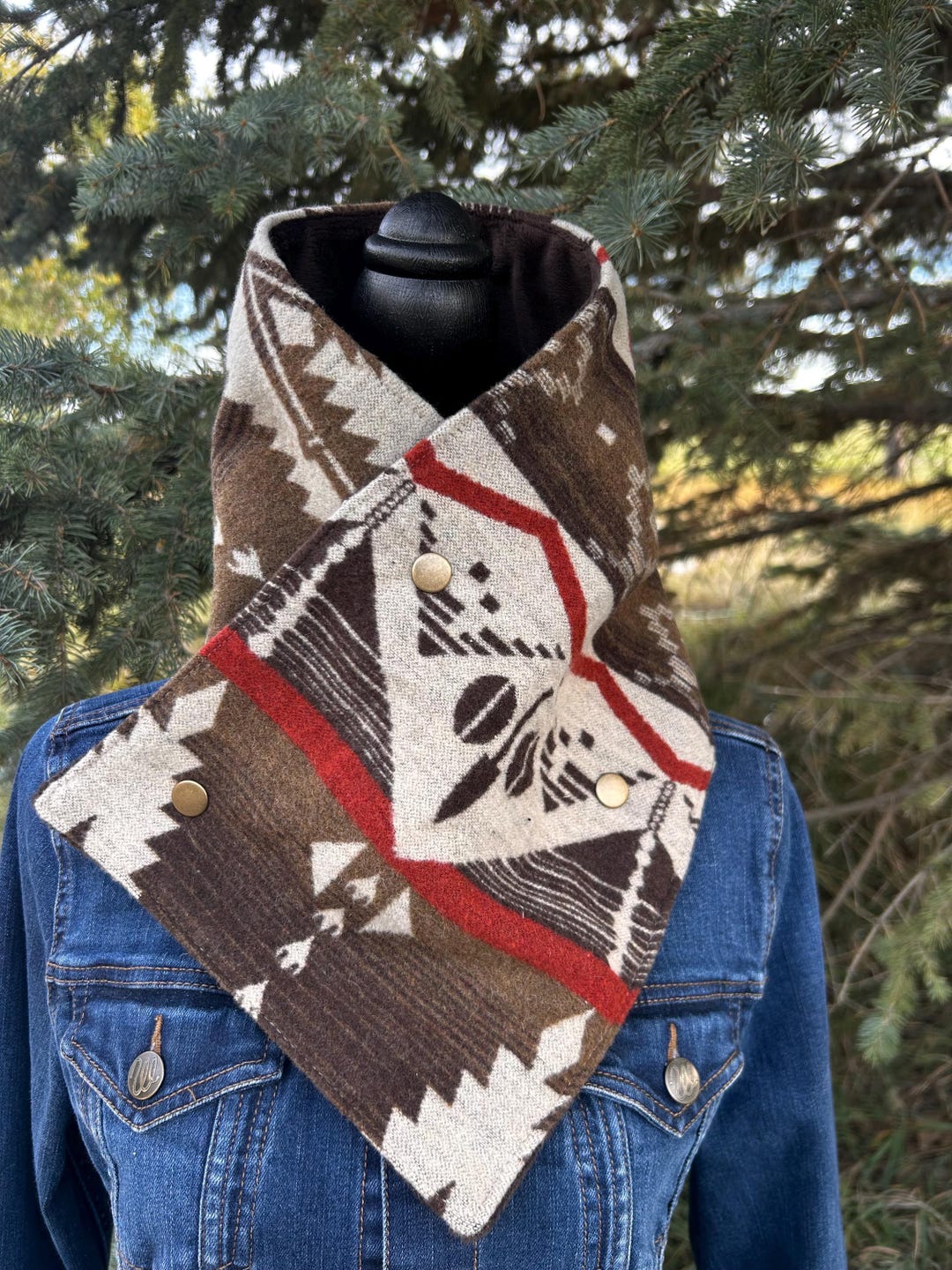 Western Cowboy Cowl Neck Warmer Wool Bandana Style Accessory Ranch Wear ...