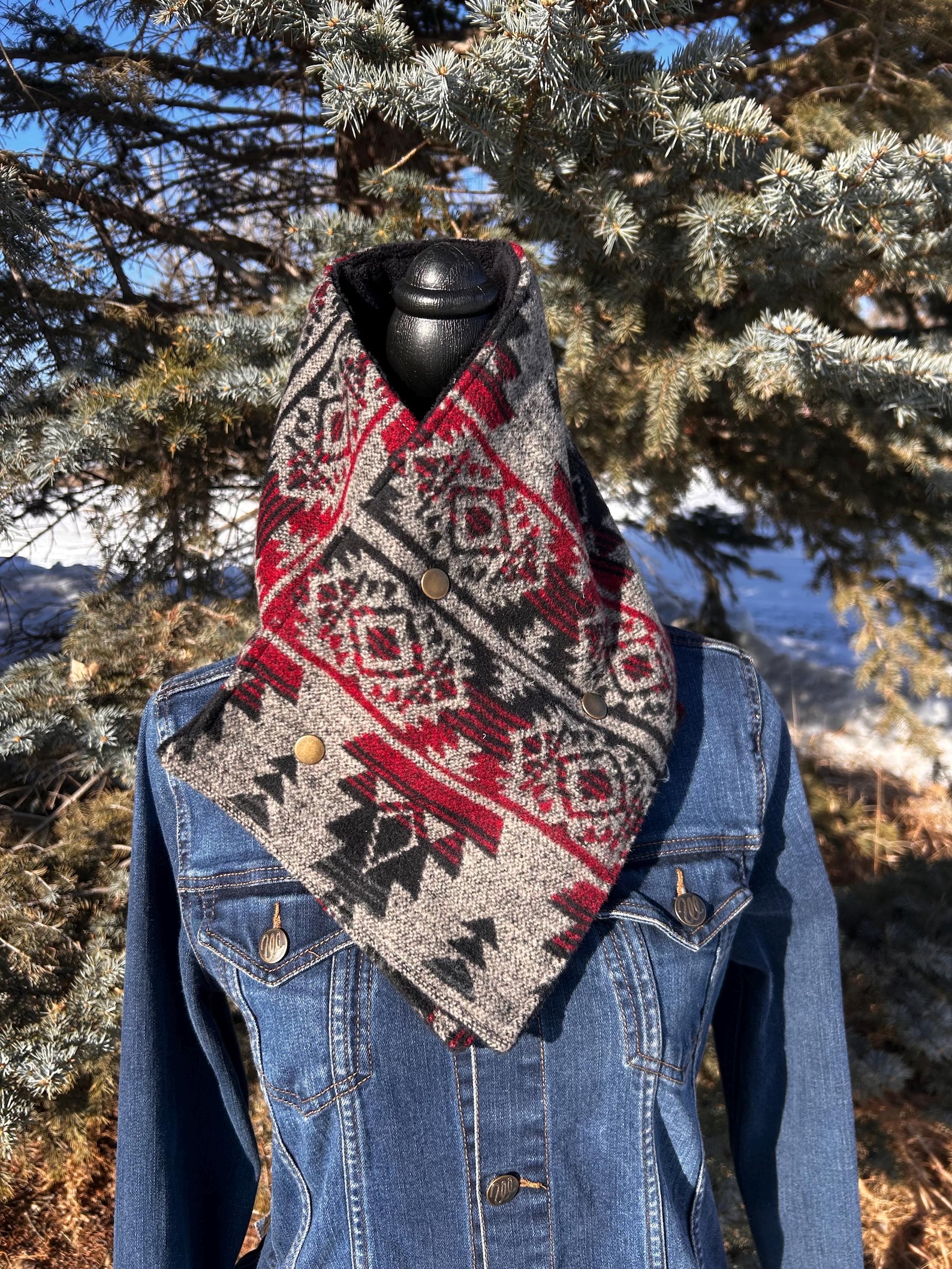 Western Neck Cowl - Cowboy Cowl - Buckaroo Cowl - Wool Cowl - Neck Cowl ...