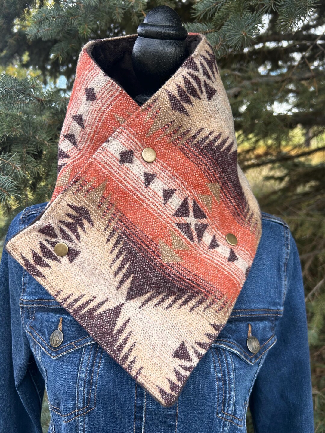 Western Neck Cowl Warmer Wool Bandana Style Accessory Ranch Wear Cowboy ...