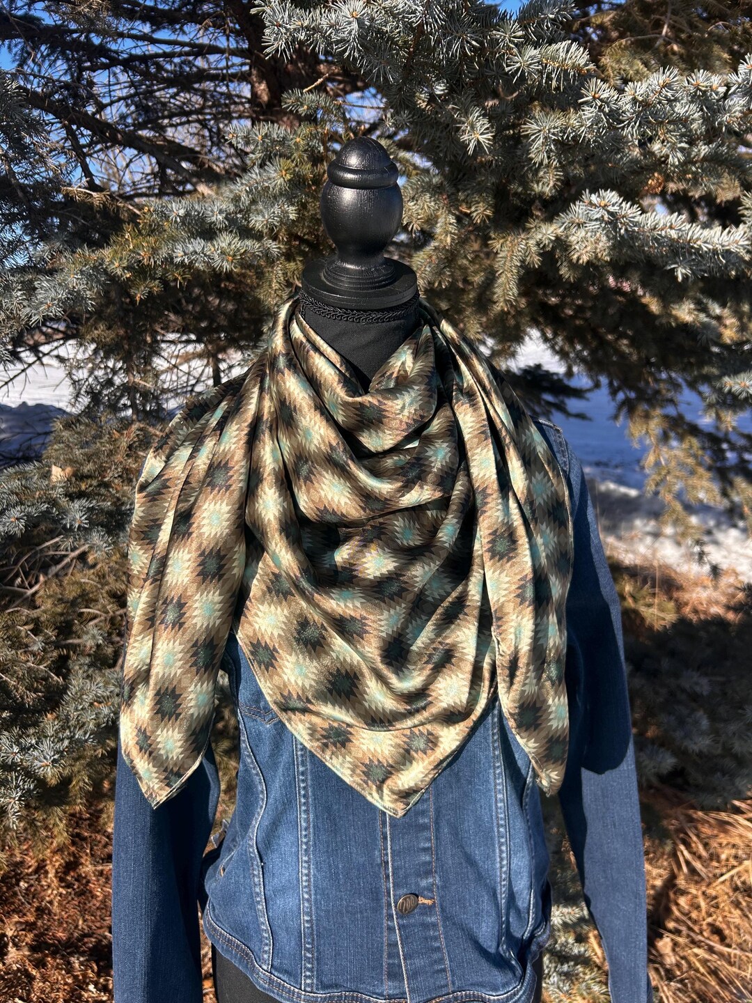 Cowboy Wild Rag Satin Scarf Square Bandana Western Neckerchief ...
