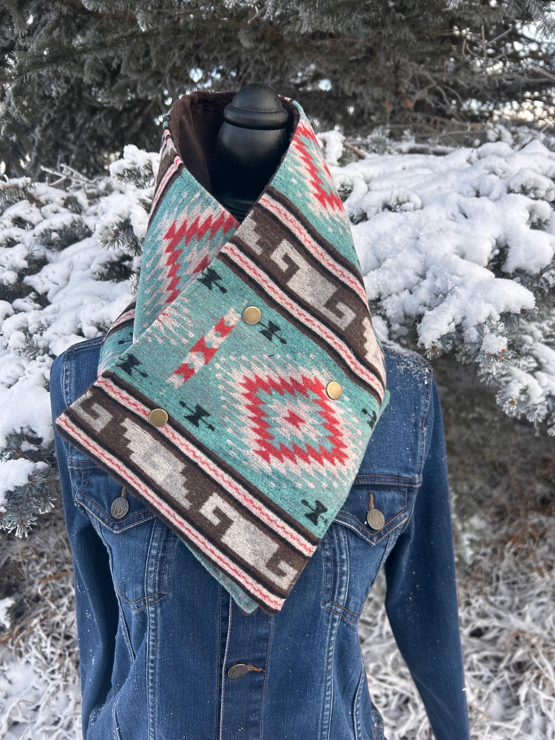 Western Wool Cowl Neck Warmer Bandana Rustic Scarf Western Style ...