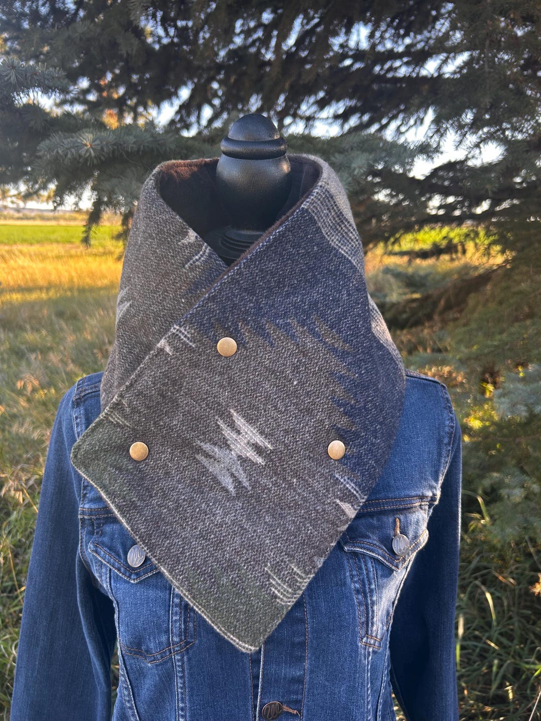 Western Wool Cowl Neck Warmer Winter Accessory Ranch Wear Cowboy ...