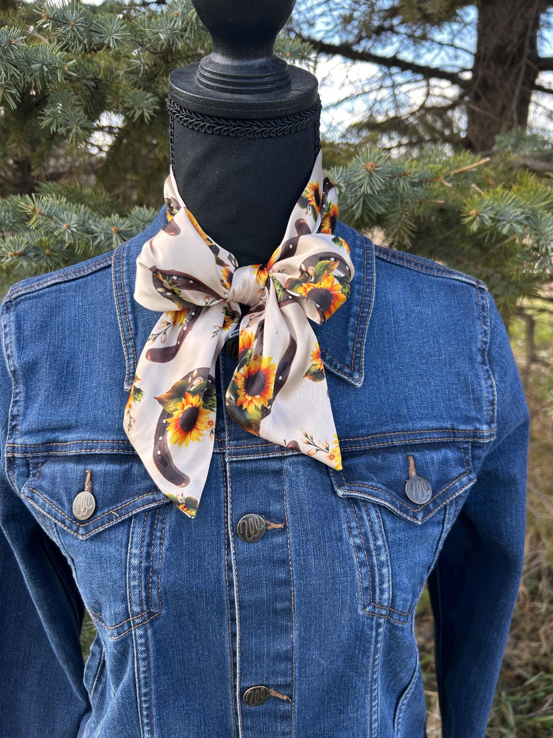 Western Skinny Scarf Satin Cowgirl Neck Tie Silky Wildrag Bandana Women ...