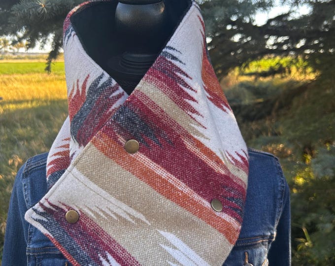 Western Neck Cowl Winter Accessory Cowboy Style Rustic Bandana Wool ...