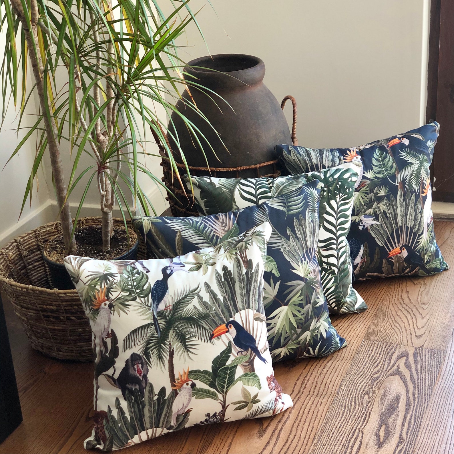 Set of 2 Tropical Cushion Cover Square Throw Pillowcase | Etsy