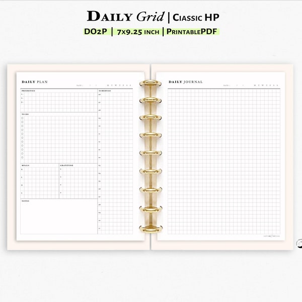 Daily Planner and Journal, Printable Insert for Happy Planner Classic ...