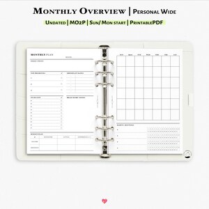 Monthly Overview Planner Printable Insert for Personal-wide Planner ...