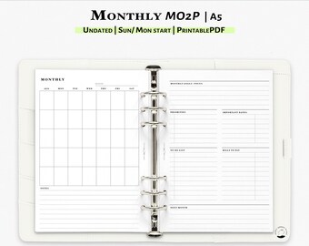 Monthly Overview Printable Planner Inserts for A6 Ring Planner M108 - Etsy