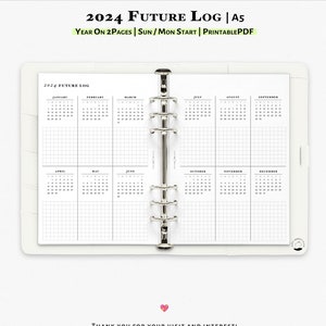 2024 Yearly Planner Printable A5 Planner Insert Future Log 2024 Yearly ...