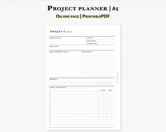 Project Planner Printable Insert for A4 and Letter Size Planner, for ...