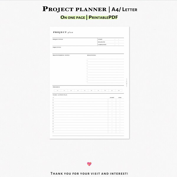Project Planner Printable - Etsy