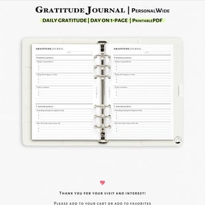 Daily Gratitude Journal Printable Personal-wide Planner Insert Grateful ...