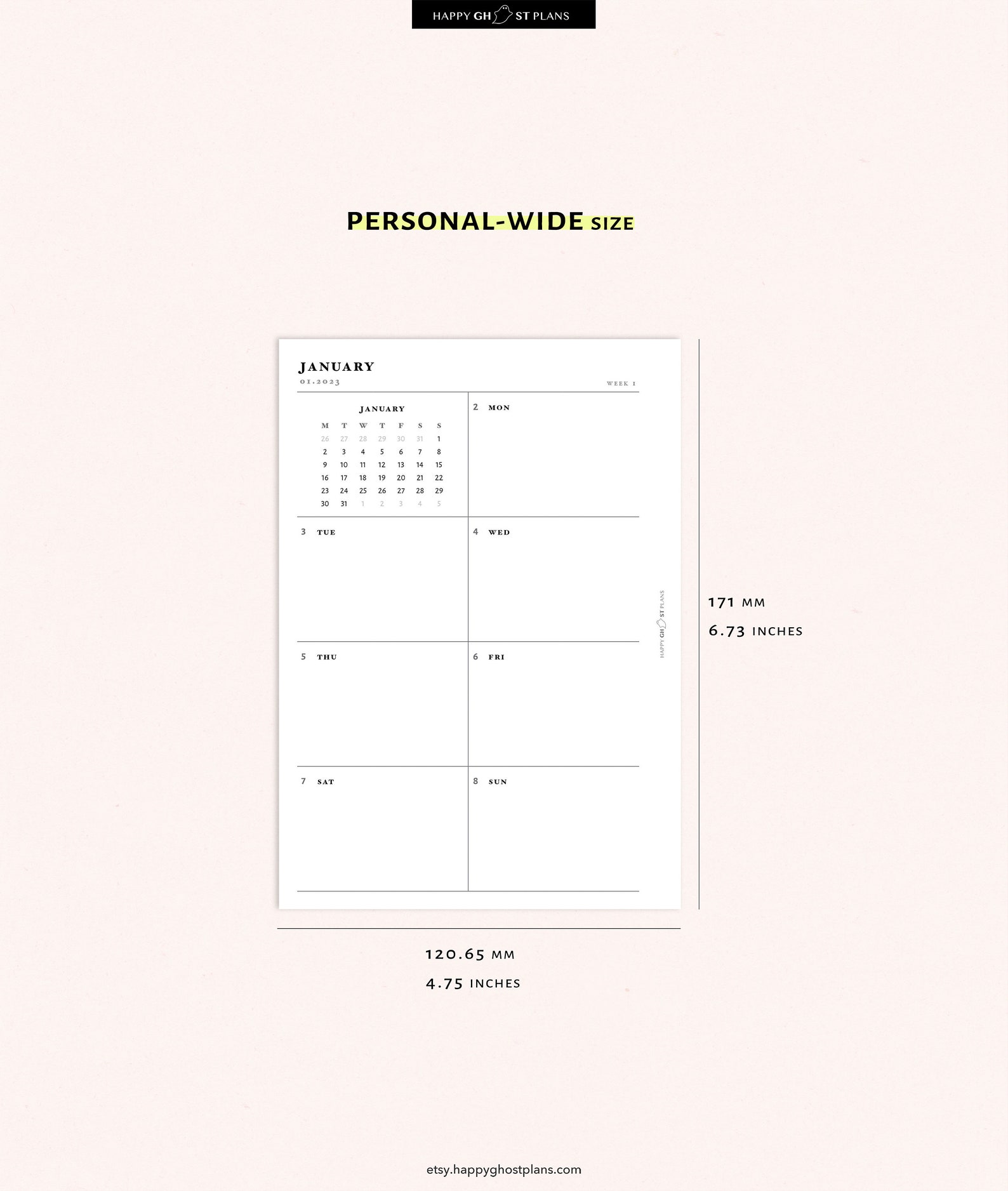 2023 Weekly Overview Printable Personal-wide Inserts Dated - Etsy