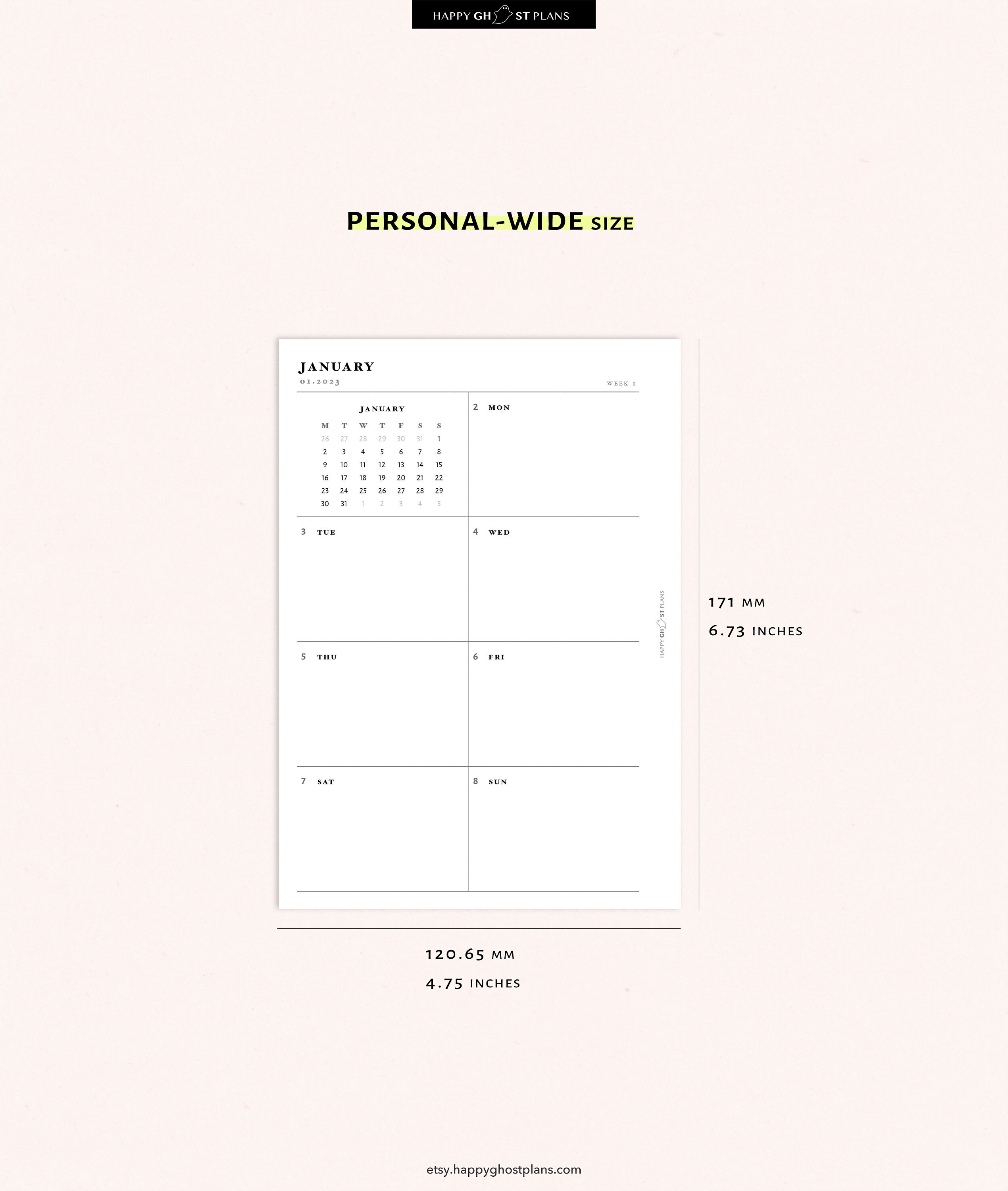 2023 Weekly Overview Printable Personal-wide Inserts Dated - Etsy