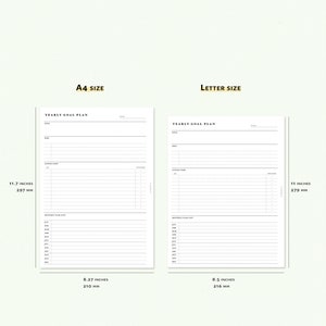 Yearly Goal Planner Printable A4 Letter Size Action - Etsy