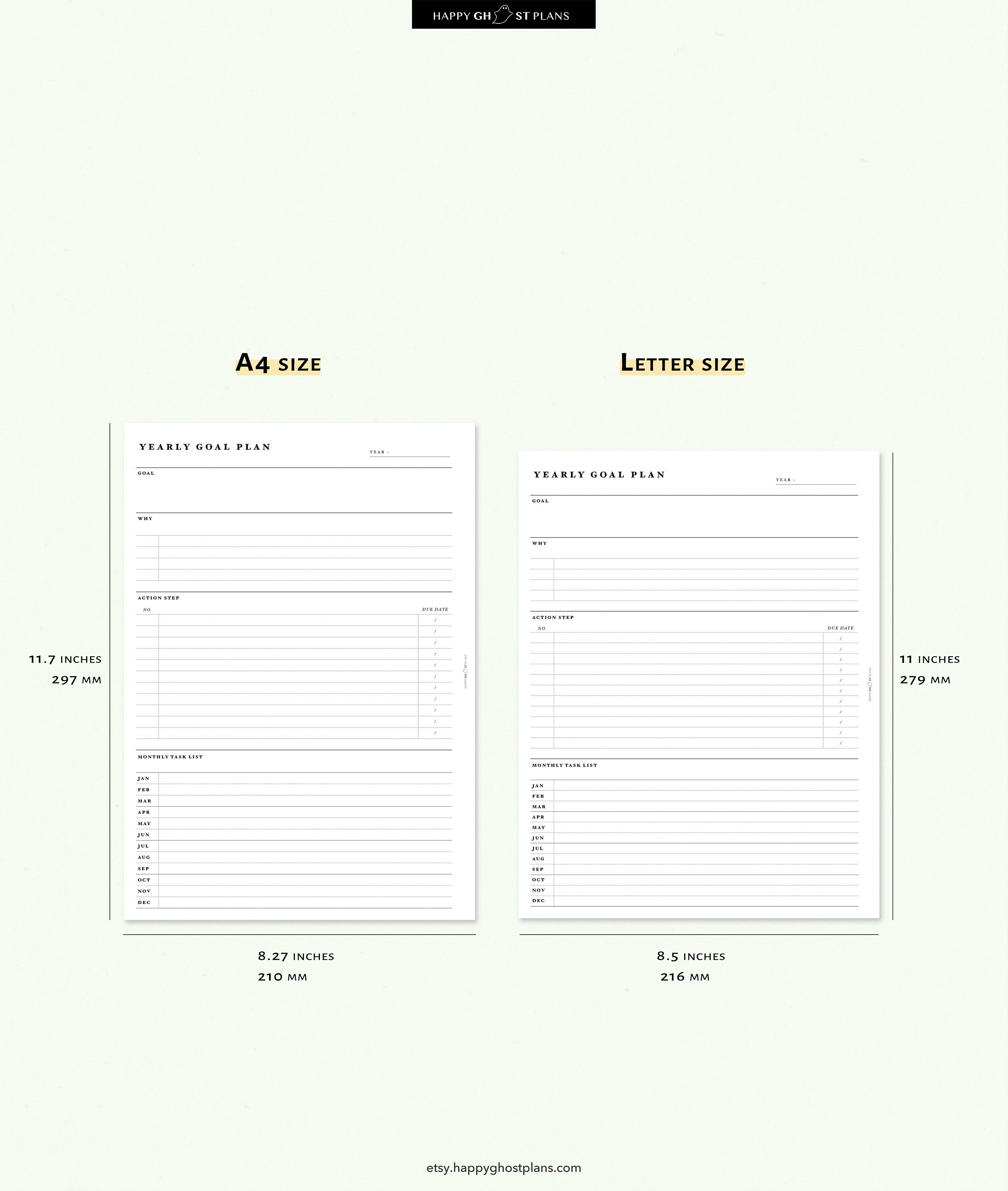 Yearly Goal Planner Printable A4 Letter Size Action - Etsy
