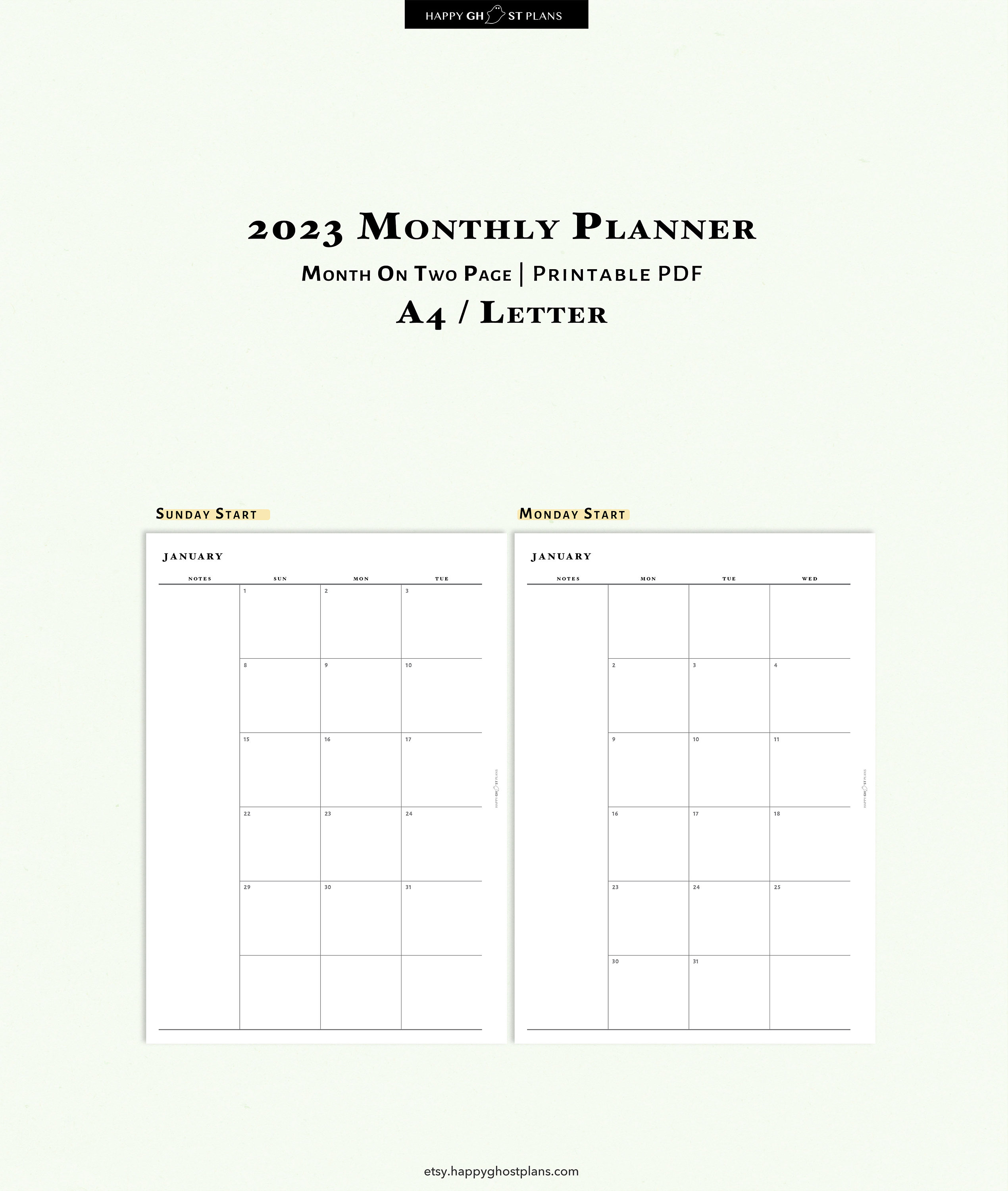 2023 Monthly Planner Printable A4 Letter Size Inserts 2023 - Etsy