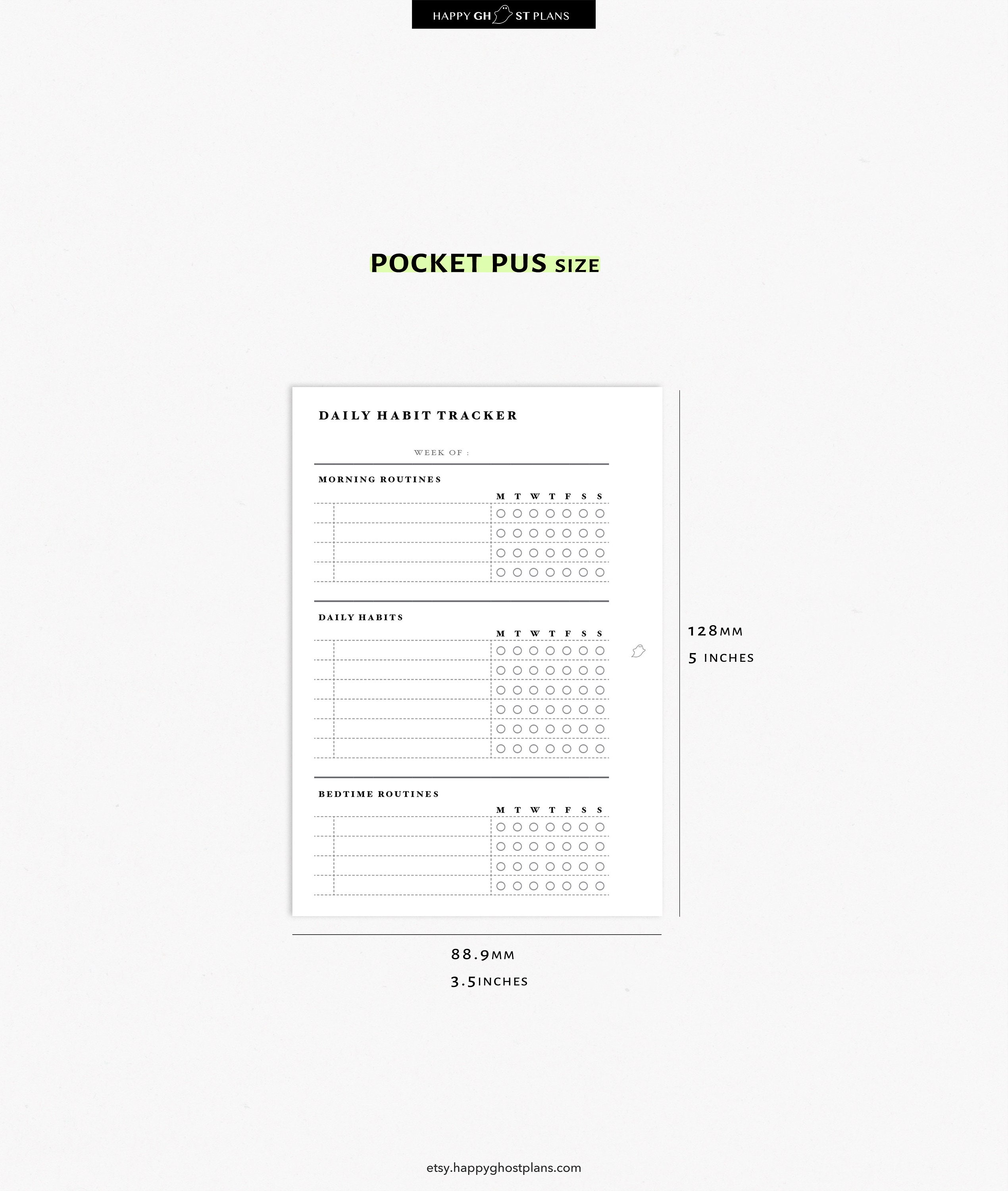 Habit Tracker Printable Pocket-plus Planner Insert Routine - Etsy