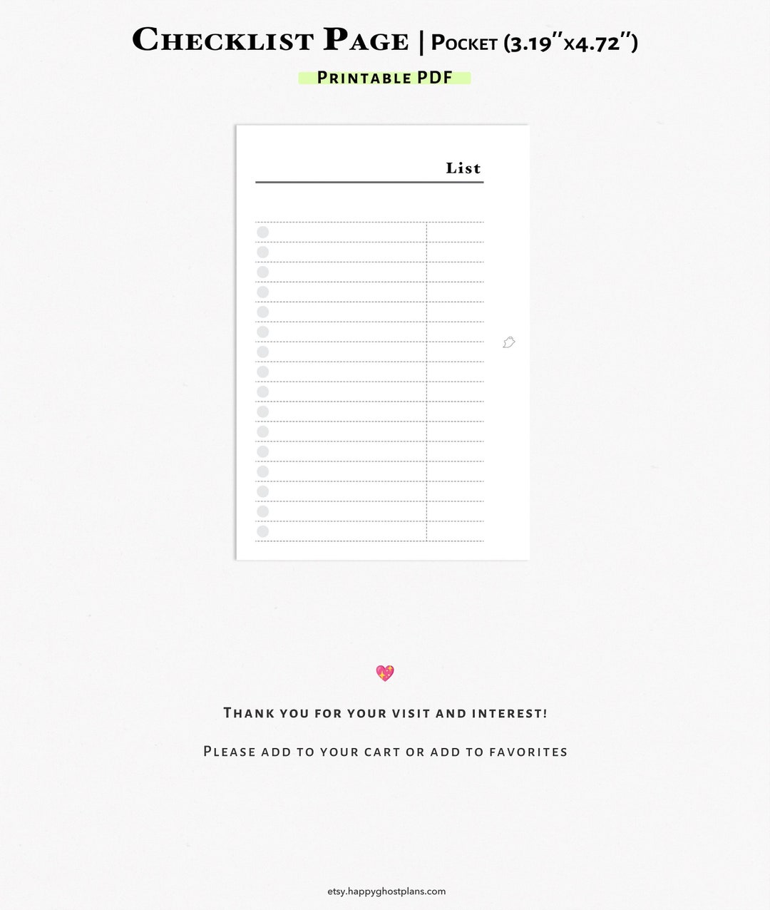 Checklist Template Printable Pocket Size Planner Insert | To-do List ...