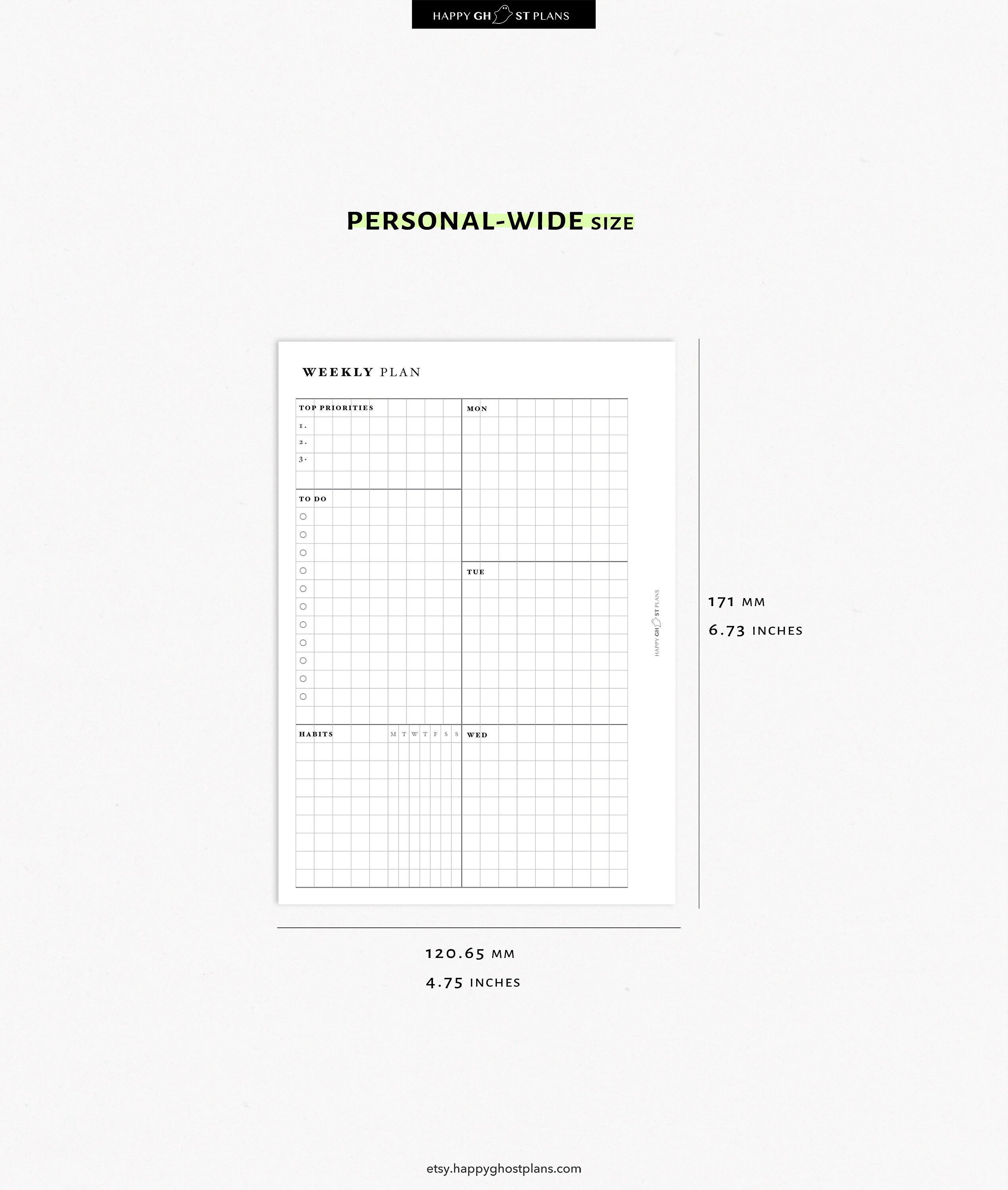 2-page Weekly Planner Printable Personal-wide Planner Inserts - Etsy