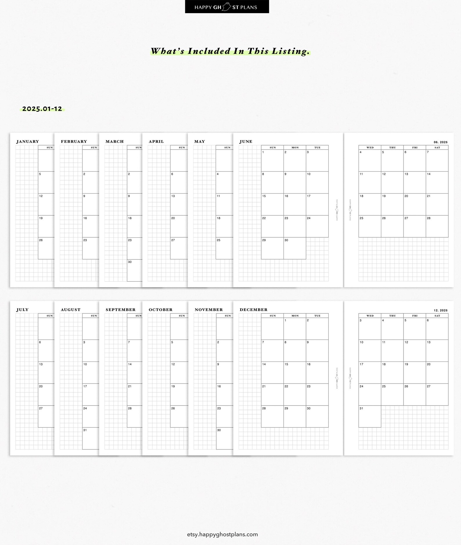 2025 Monthly Planner, Printable Inserts for A6 Planner | Month on Two ...