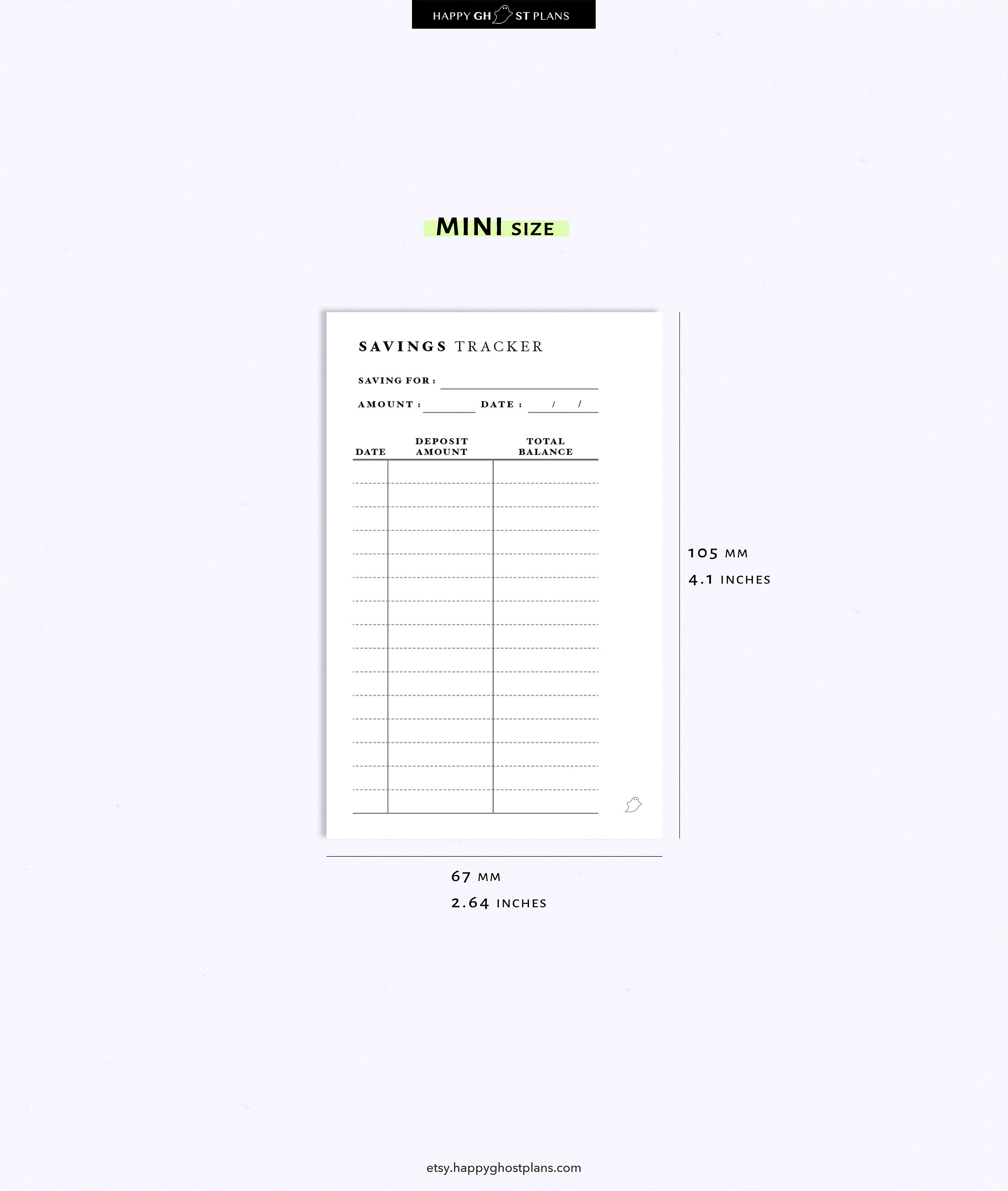 Savings Tracker Printable Mini Size Planner Insert Money - Etsy