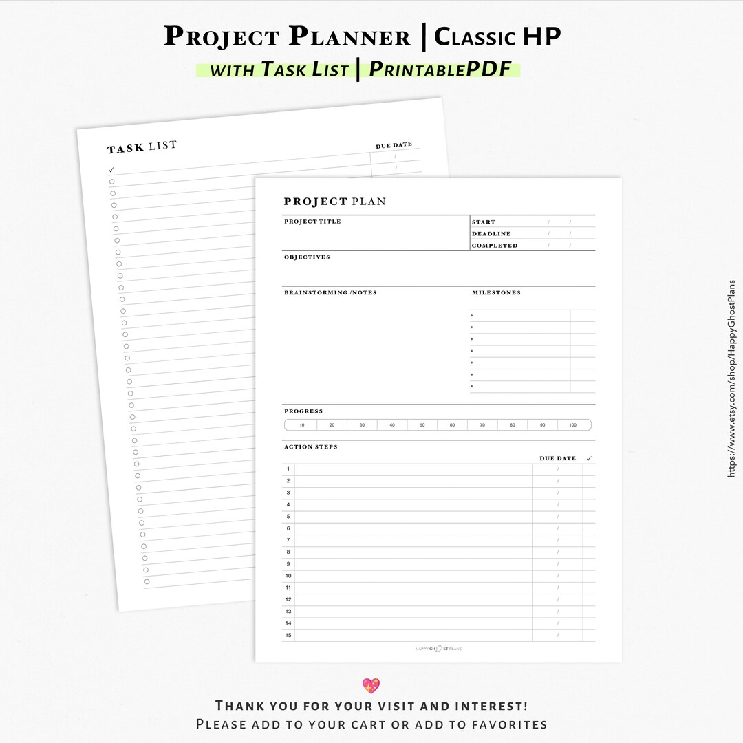 Project Planner Bundle: Printable Classic Happy Planner Inserts (PDF ...