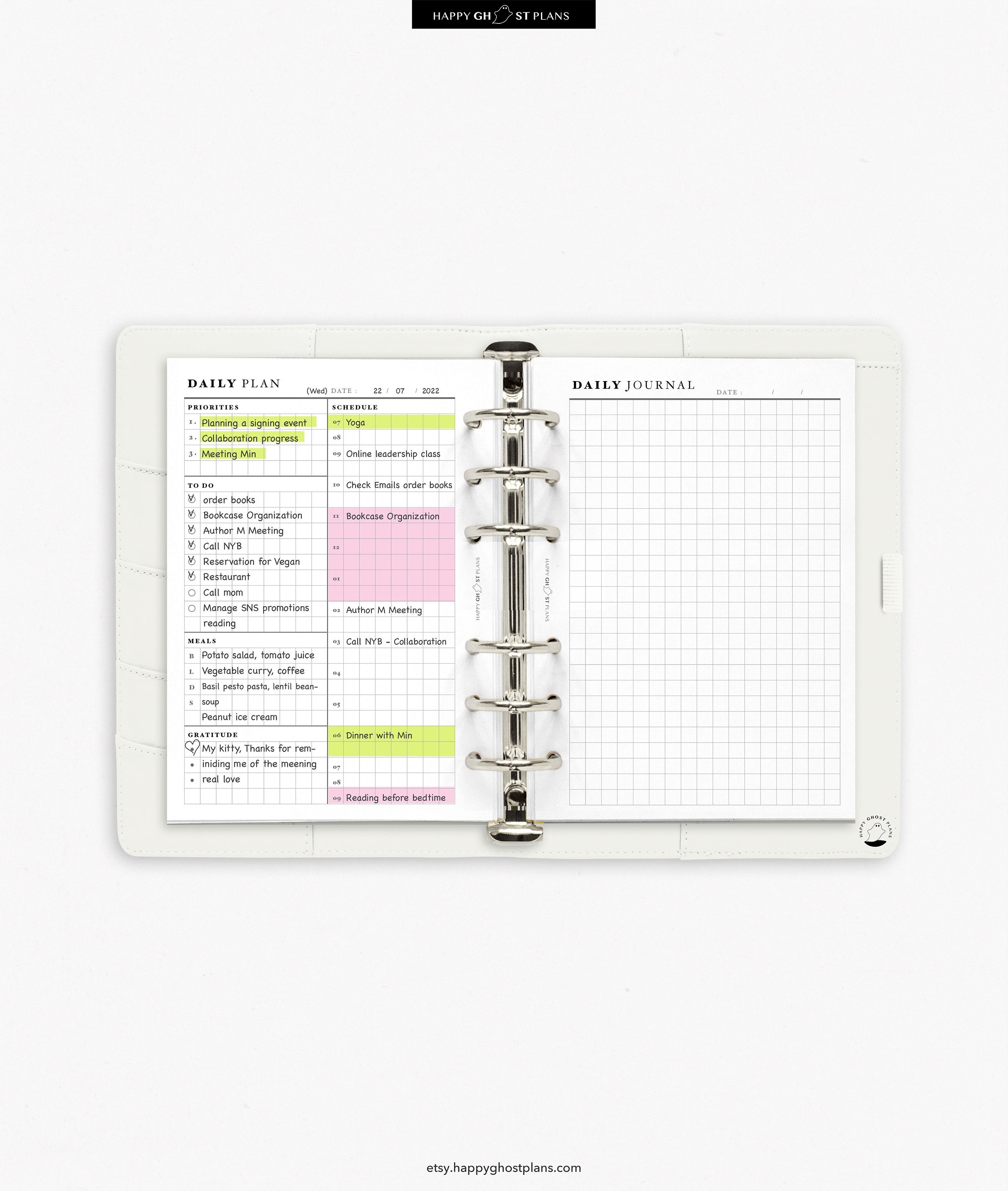 Daily Planner Printable Insert for A6 Planner Grid Paper Planner and ...